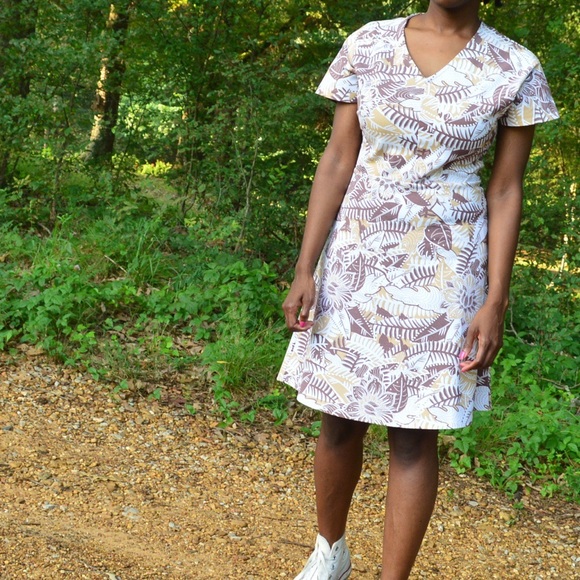 Amanda | Dresses | Vintage Inspired A Line Dress W Lovely 7s Print ...